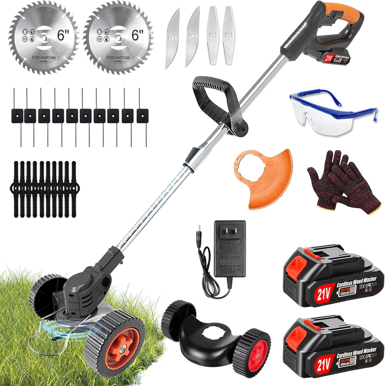 Amazon.com : Cordless Weed Wacker Eater Battery Powered, 21V Electric ...