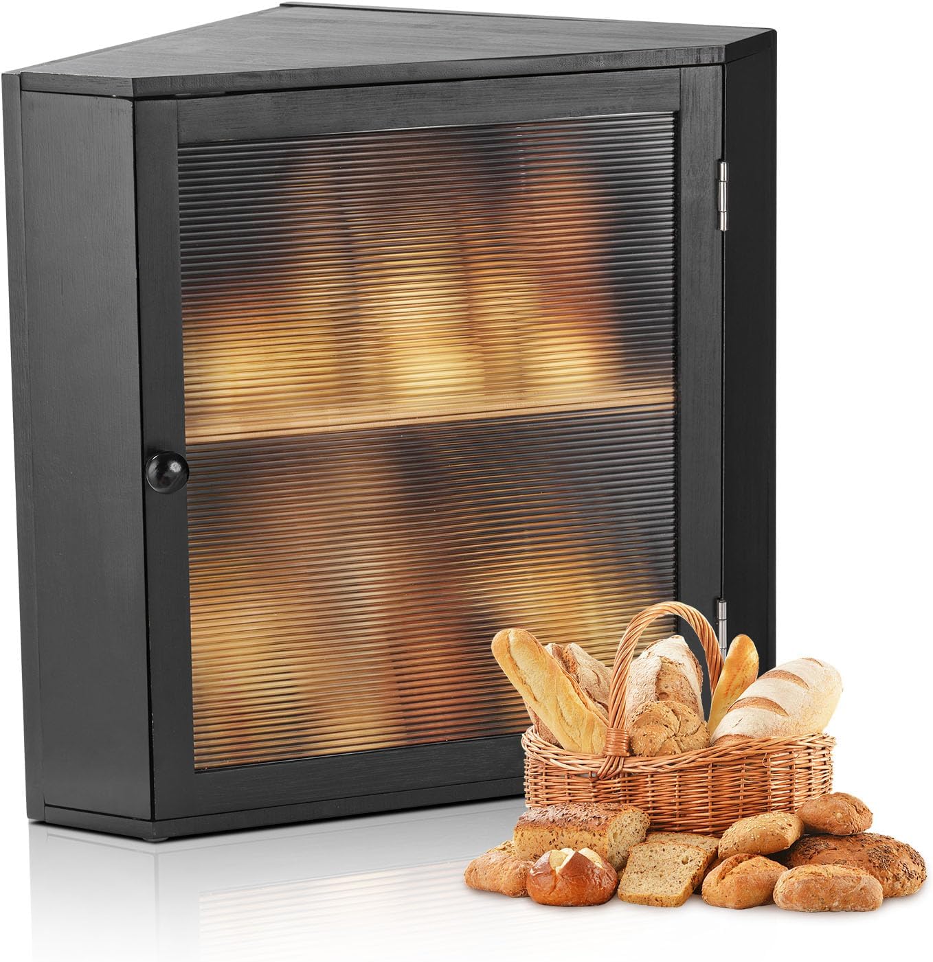 VEVOR Corner Bread Box for Kitchen Counter, Double Layer Large Capacity ...