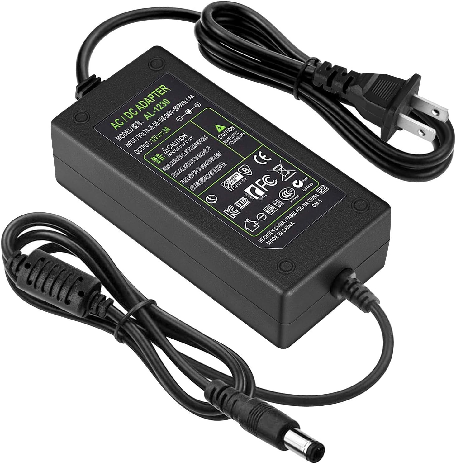 Amazon.com: DC 12V 3A Power Adapter, US Plug, 4.6FT Power Cord, 36 Watt ...