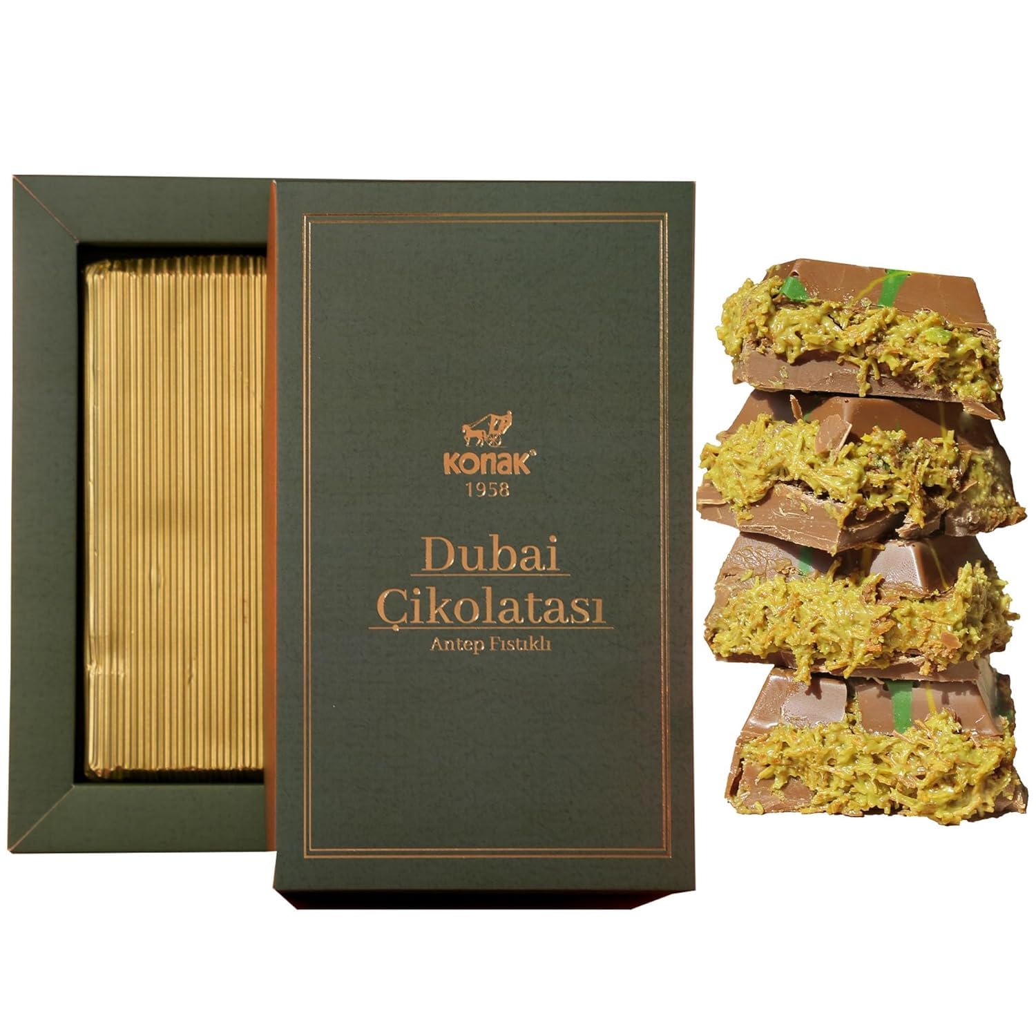 Amazon.com : Dubai Chocolate 7oz Kunafa Pistachio Rich Milk Chocolate ...