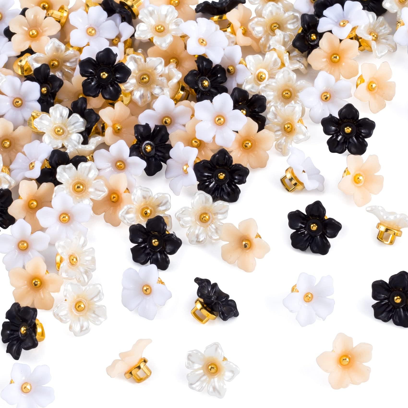 Amazon.com: Mililanyo 80 Pieces Flower Rhinestone Buttons Faux Pearl ...