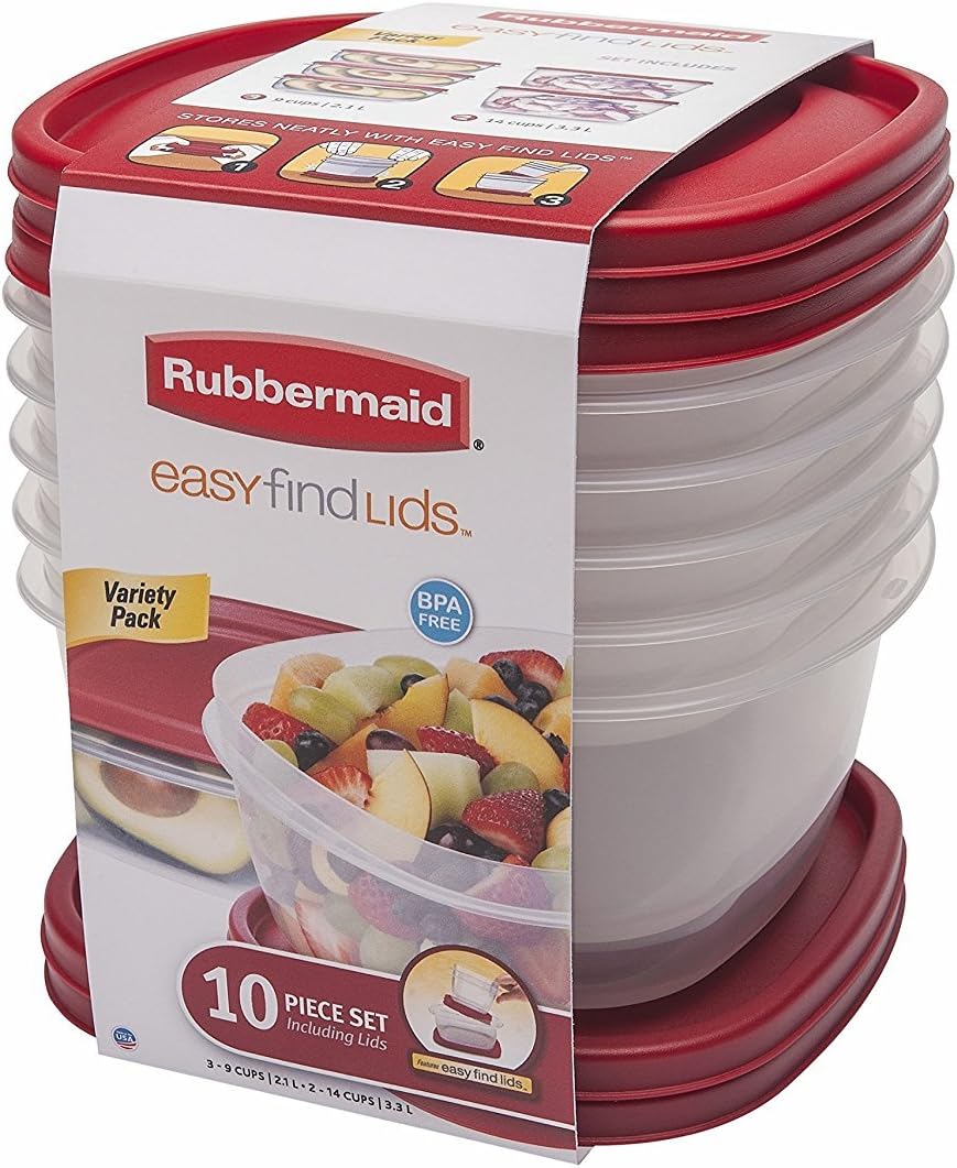 Amazon.com: Rubbermaid Storage Containers, 10-Piece, Red, Clear: Home ...