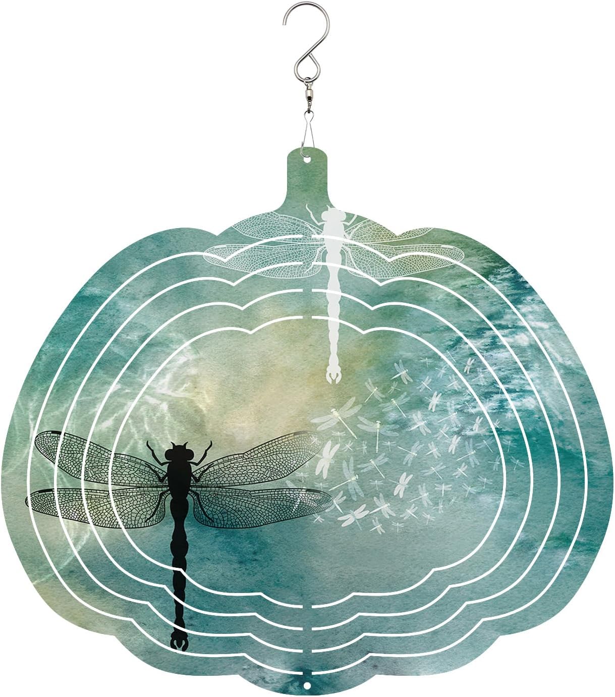 Amazon.com: Hanging Wind Spinners Outdoor Dragonfly Silhouette Teal ...