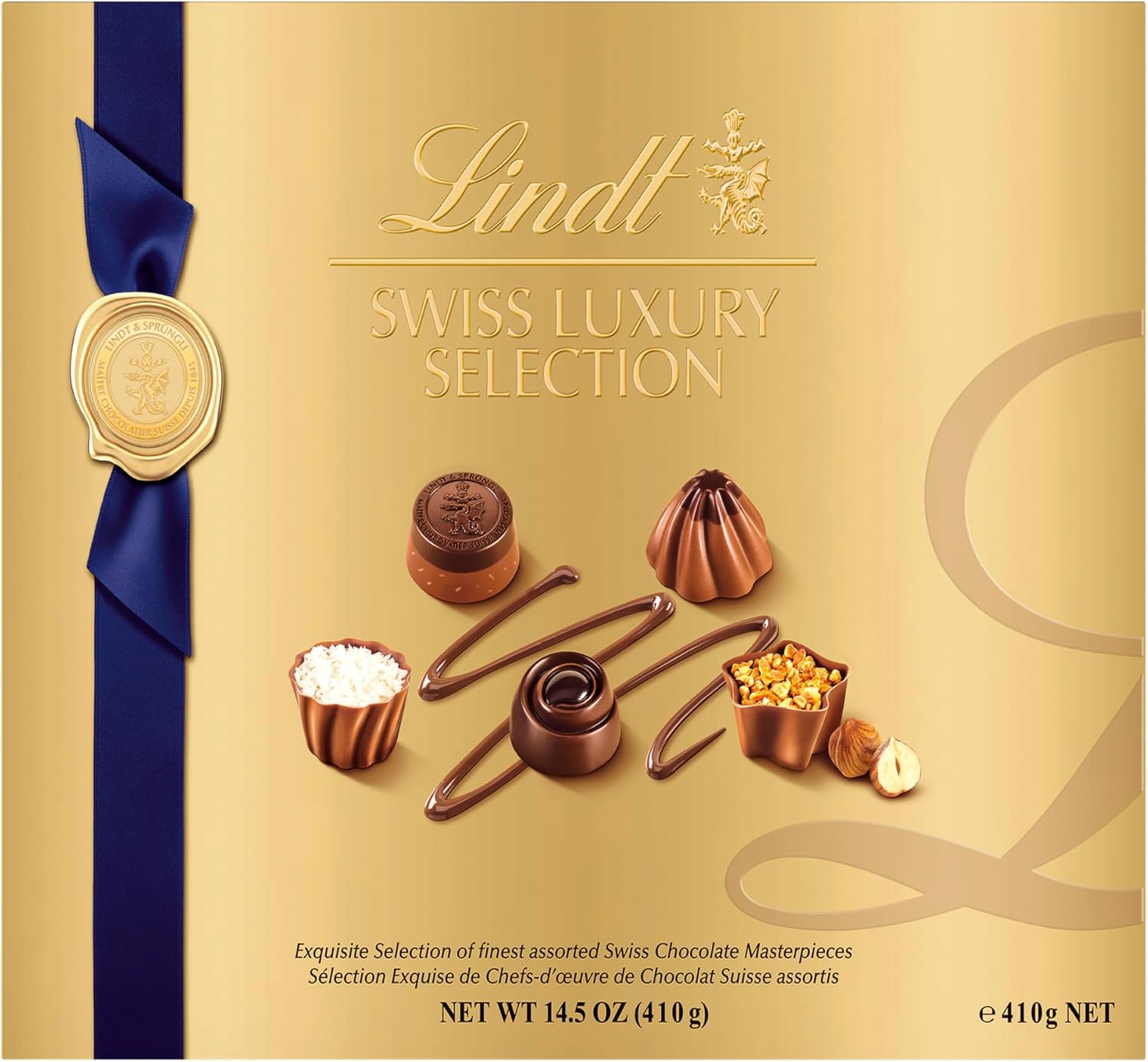 Lindt SWISS LUXURY SELECTION Assorted Chocolate Pralines Gift Box, 415 ...