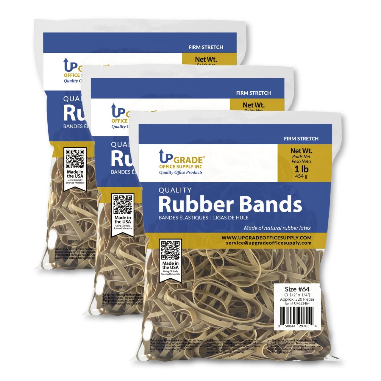 Snapklik.com : Upgrade Office Supply UPG22464PK3 Rubber Bands, Size #64