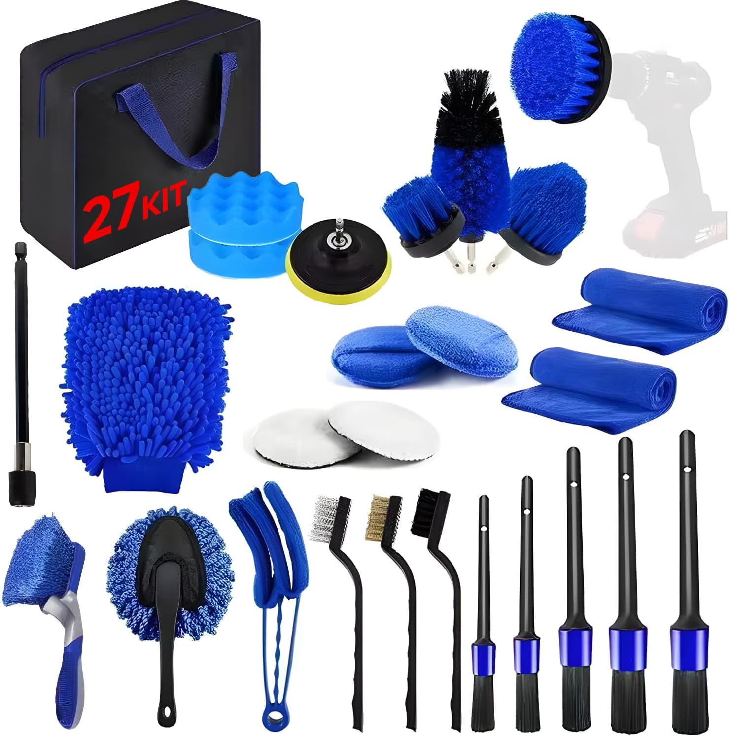 Garselay 【27 Kit】 Juego de Cepillos para Limpieza de Coches,Kit de ...