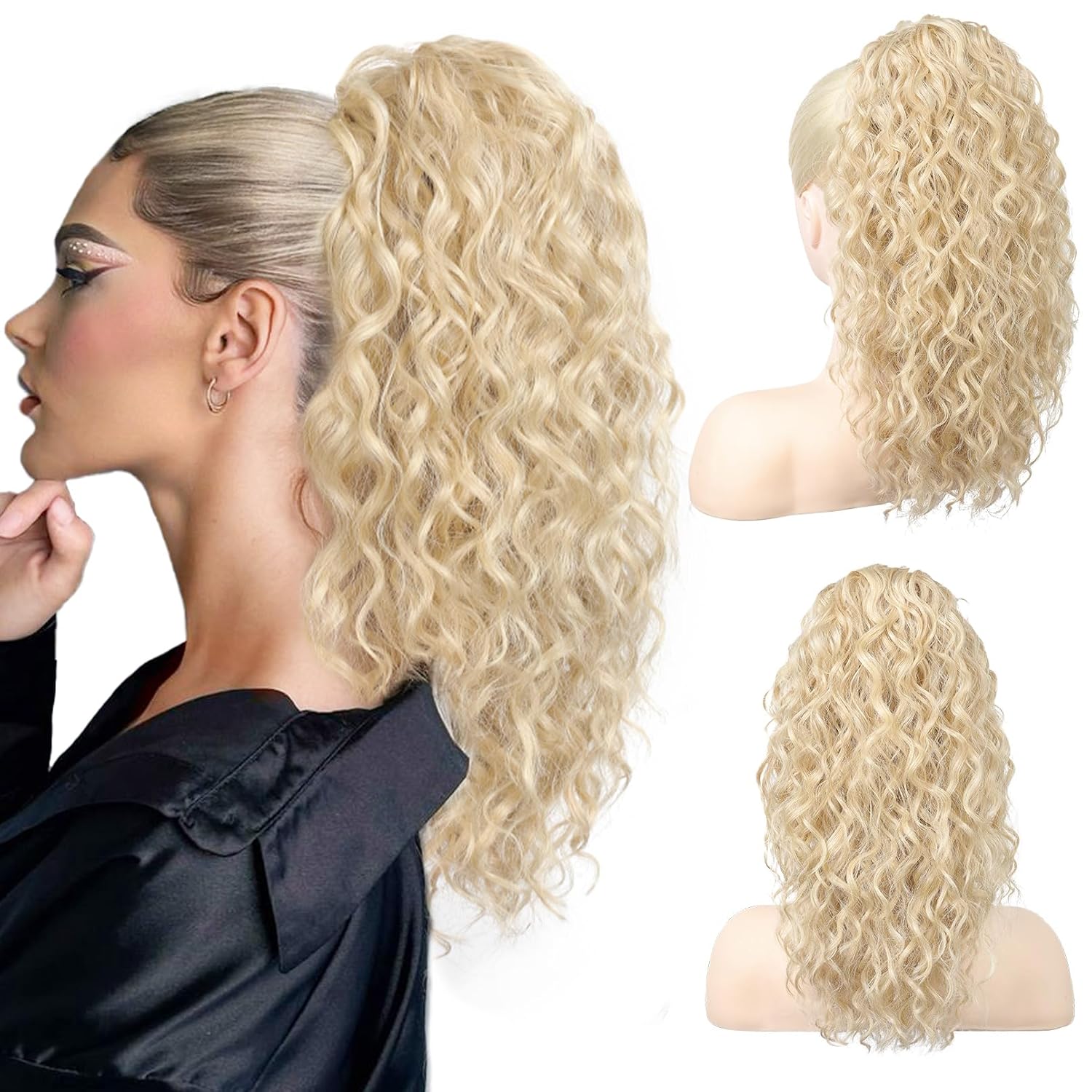 Amazon.com : HOOJIH Ponytail Extension, Curly Wavy Drawstring Ponytail ...