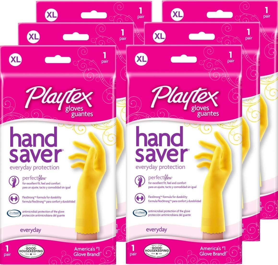 Amazon.com: Playtex Living Reuseable Rubber Cleaning Gloves (Large, 9 ...