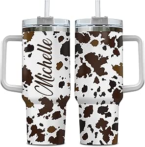Amazon.com | Hyturtle Personalized Cow Print Tumbler - Cow Print Coffee ...