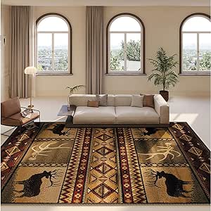 Amazon.com: Moroccan Black Deer Area Rug for Living Dining Room Rustic ...