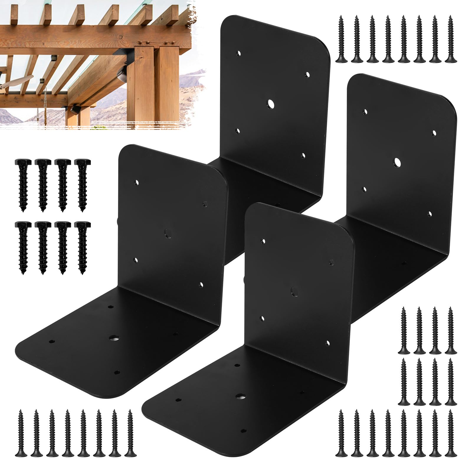 Amazon.com: Rasugarlary 4 Pack 5" Black Corner Brackets Support, 6" x 6 ...