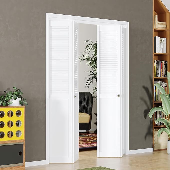 BARNER HOME Half Louvered Bi-Fold Door, Fits 48" x 80" Standdard ...