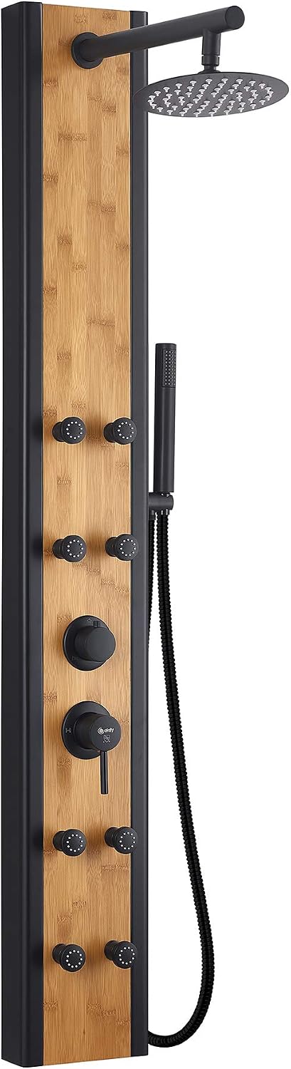 57 In. 8-Jet Multifunction Shower Panel System With Adjustable Rainfall ...