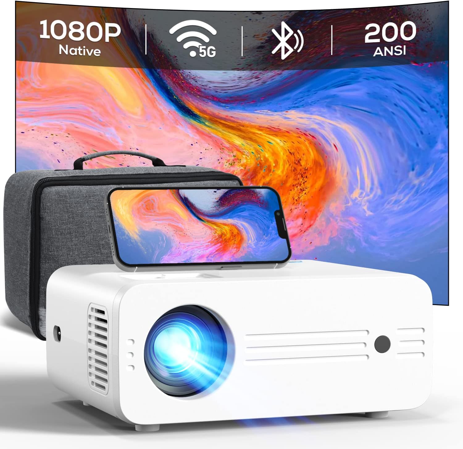 iZEEKER Projector, 5G&2.4G WiFi Bluetooth Mini Projector, Native Full ...