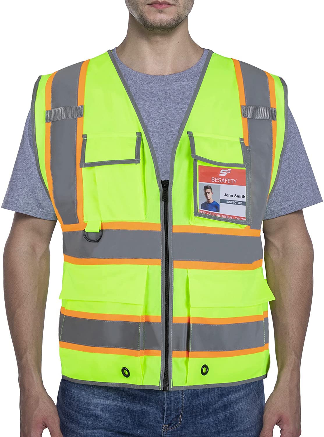 Buy SESafety Safety Vest with 9 Pockets, High Visibility Reflective ...