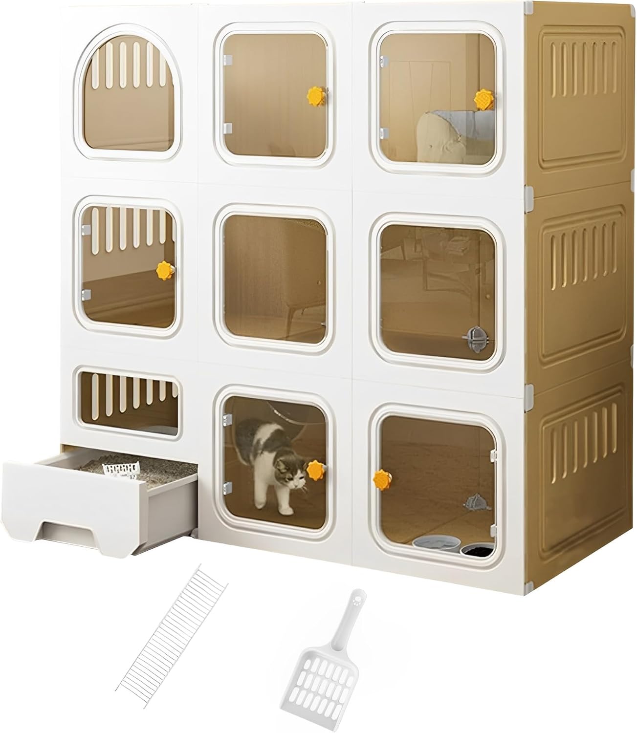 Amazon.com : Cat Cages Indoor with Litter Box 3-Tier DIY Cat Enclosures ...