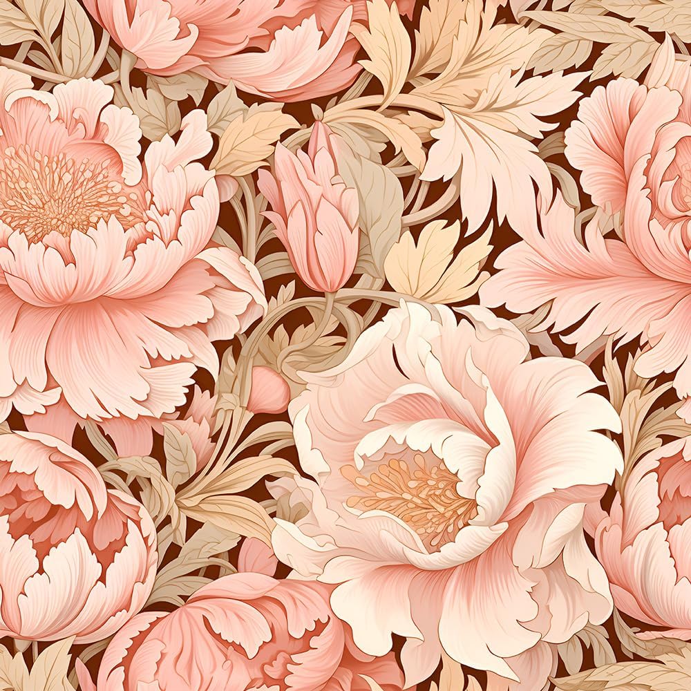 REDAMANCY Vintage Boho Large Pink Peony Flower Modern Peel and Stick ...