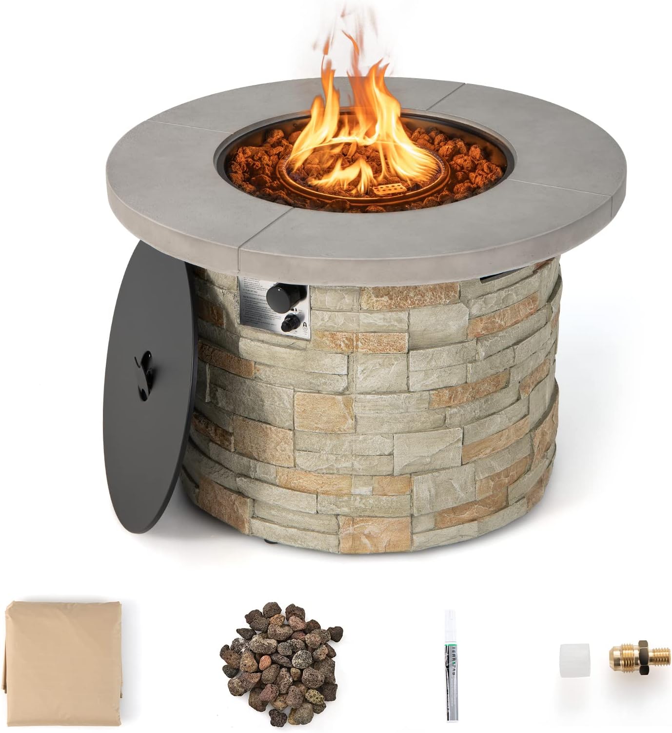 Amazon.com: Tangkula 50,000 BTU Propane Gas Fire Pit Table, Patiojoy 36 ...