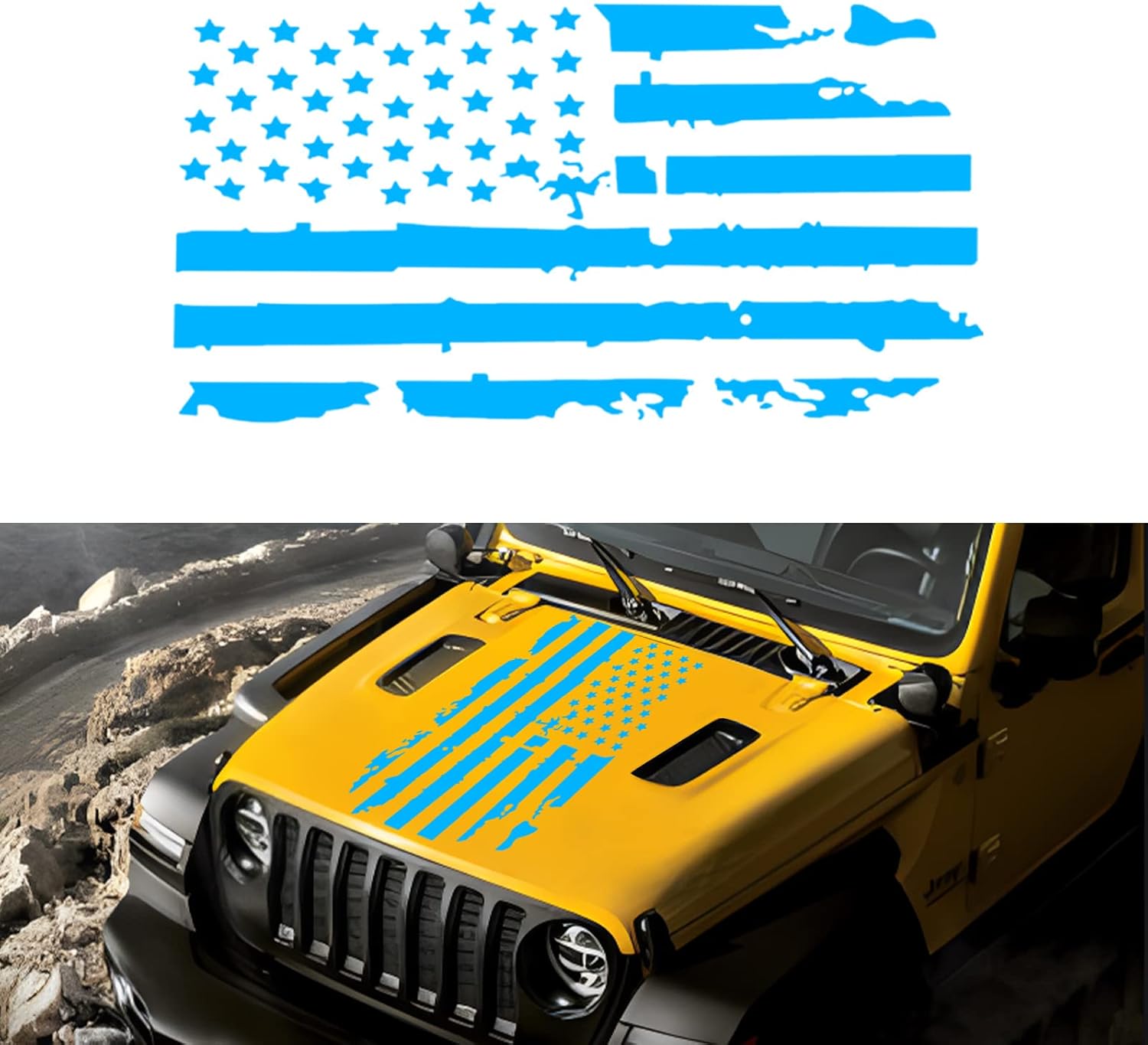 Amazon.com: USA US Flag Sticker for Car Hood, 20×35.4inch US Flag ...