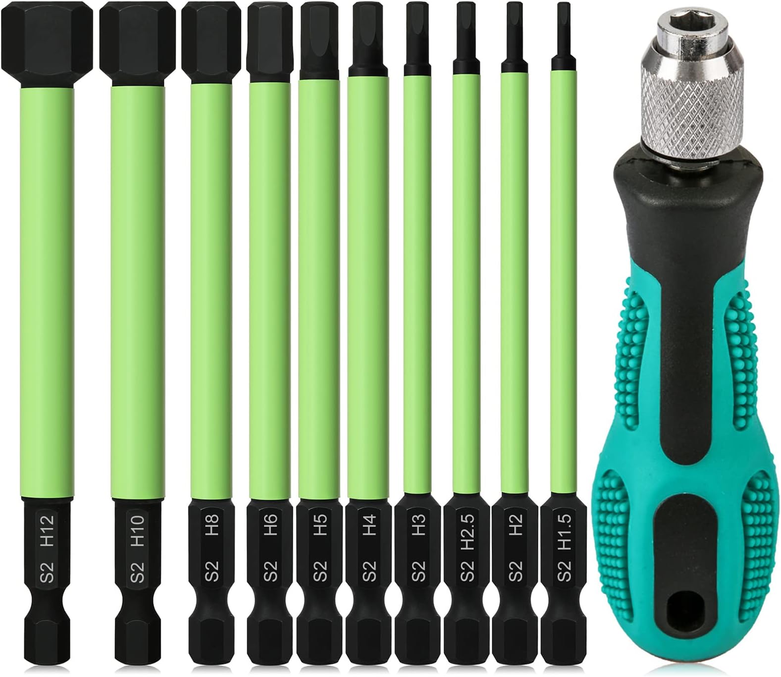 Hakkin 20pcs Ball End Allen Key Set 1/4” Hex Shank Allen Wrench ...