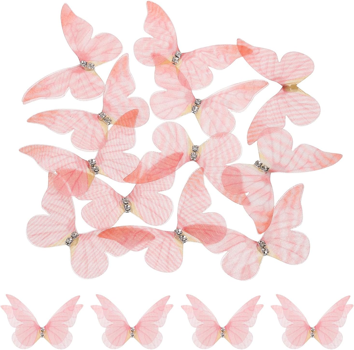 Amazon.com: uxcell 20Pcs Sheer Mesh Butterfly Appliques, 50mm Two ...