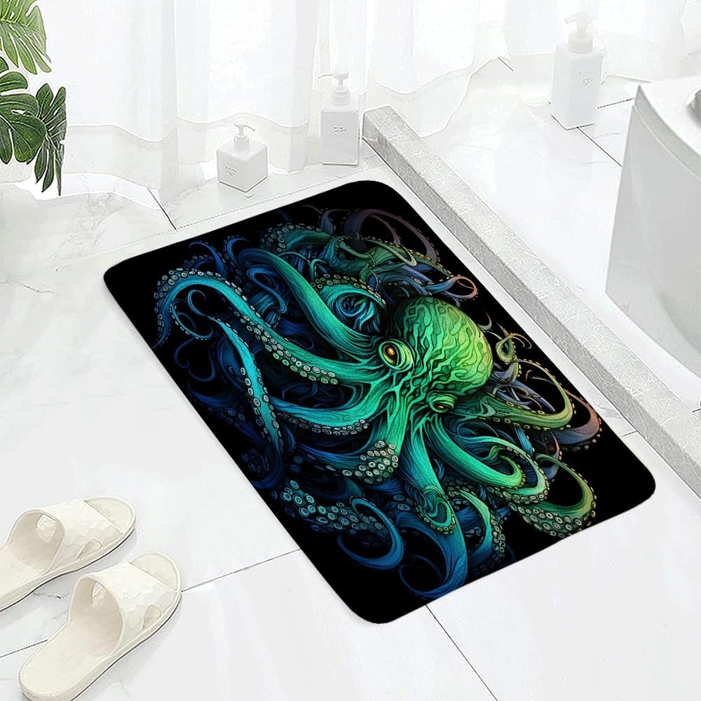 Amazon.com: JONSEQIN Octopus Bath Mat Ocean Sea Green Cool Animals ...