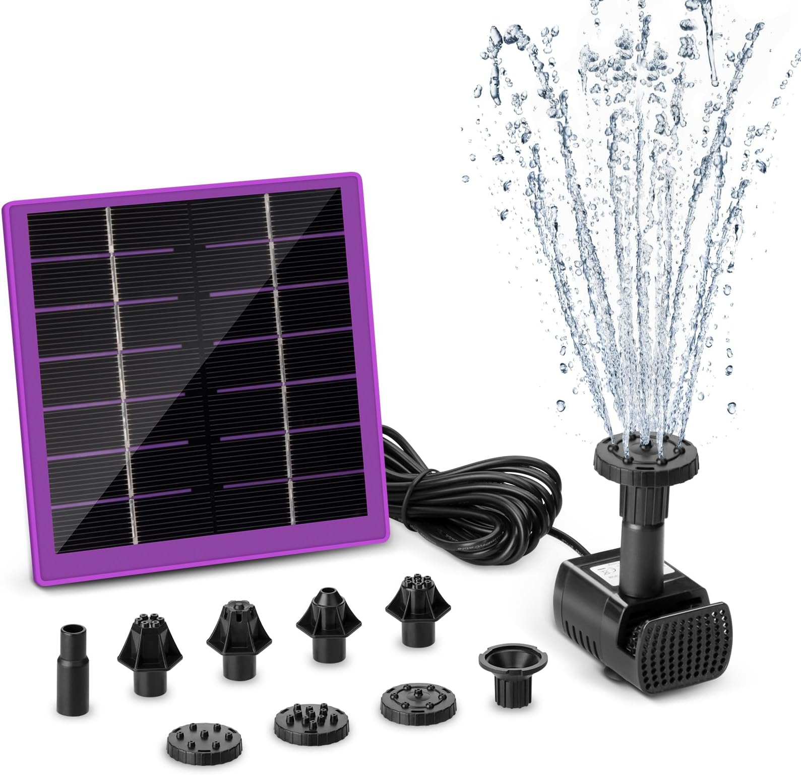 Bomba de Fuente Solar de 1.4W, Fuentes Solares para Jardin 4 Boquilla ...