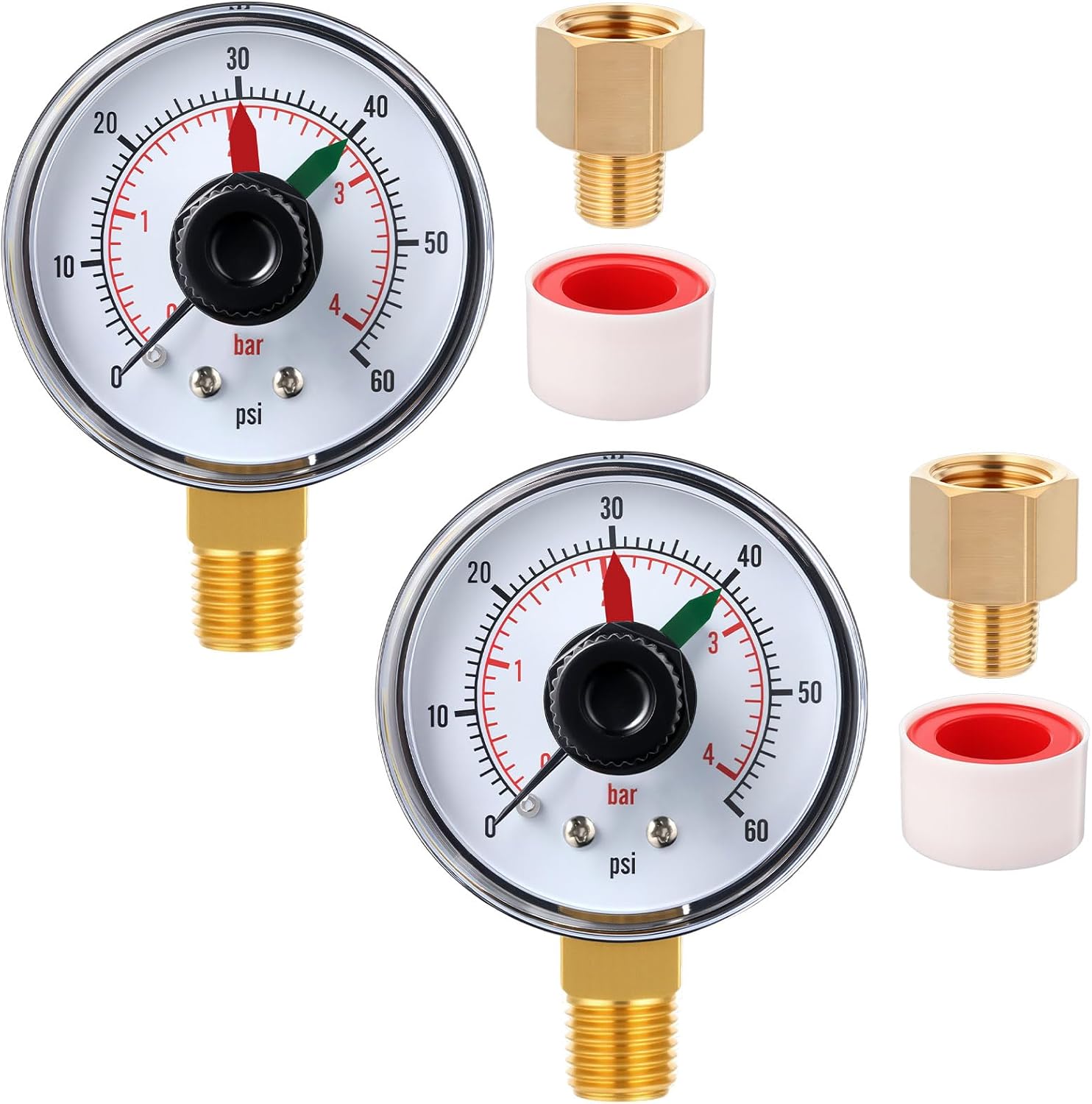 Amazon.com: Frienda 2 Pcs 2" Dial Pool Filter Pressure Gauge, 1/4" NPT ...