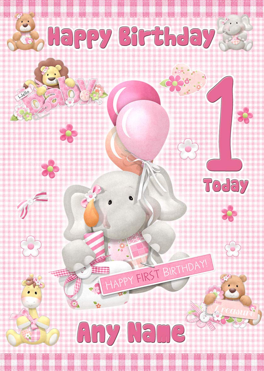 Personalised Baby Girl 1st Birthday Greeting Card : Amazon.co.uk ...