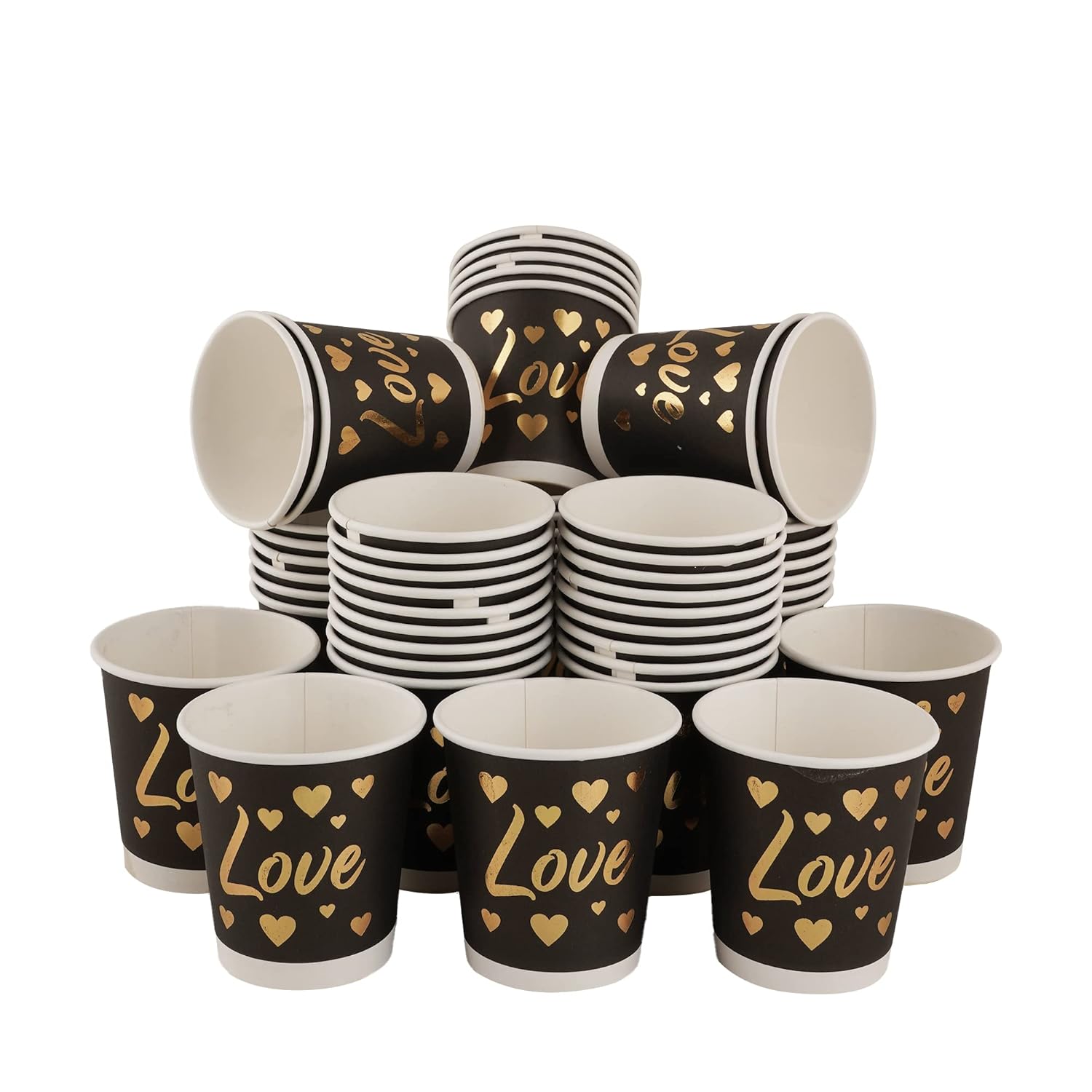 Buy KRINATI HOME Disposable Luxury & VIP Pack of 50 Heart Emoji with Love Print Paper Cup for ...
