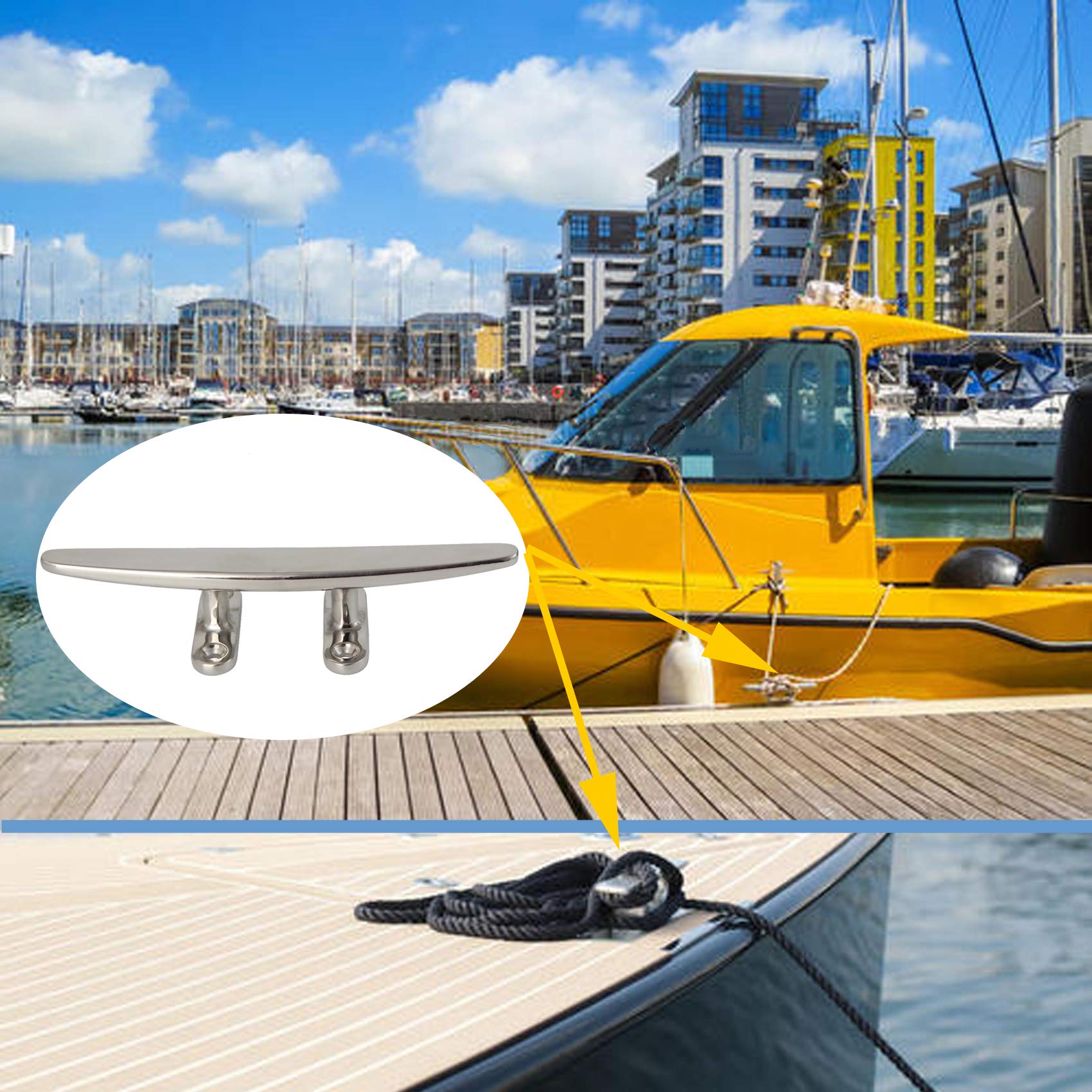Snapklik.com : VEITHI 8 Inch 316 Stainless Steel Boat Cleat, Boat Dock ...