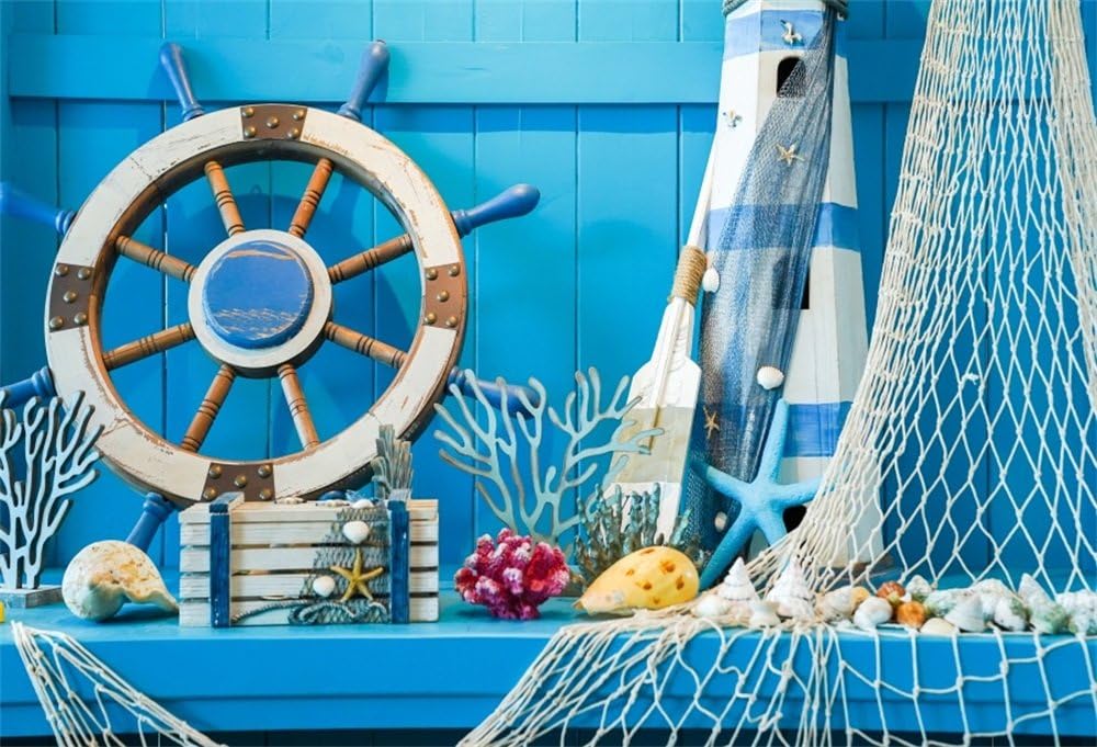 Amazon.com : Nautical Rudder Theme Baby Birthday Background Sailboat ...