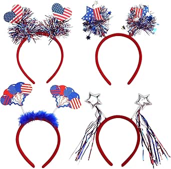 Amazon.com: Fudragtn 4PCS 4th of July Headbands, Patriotic Headbands ...