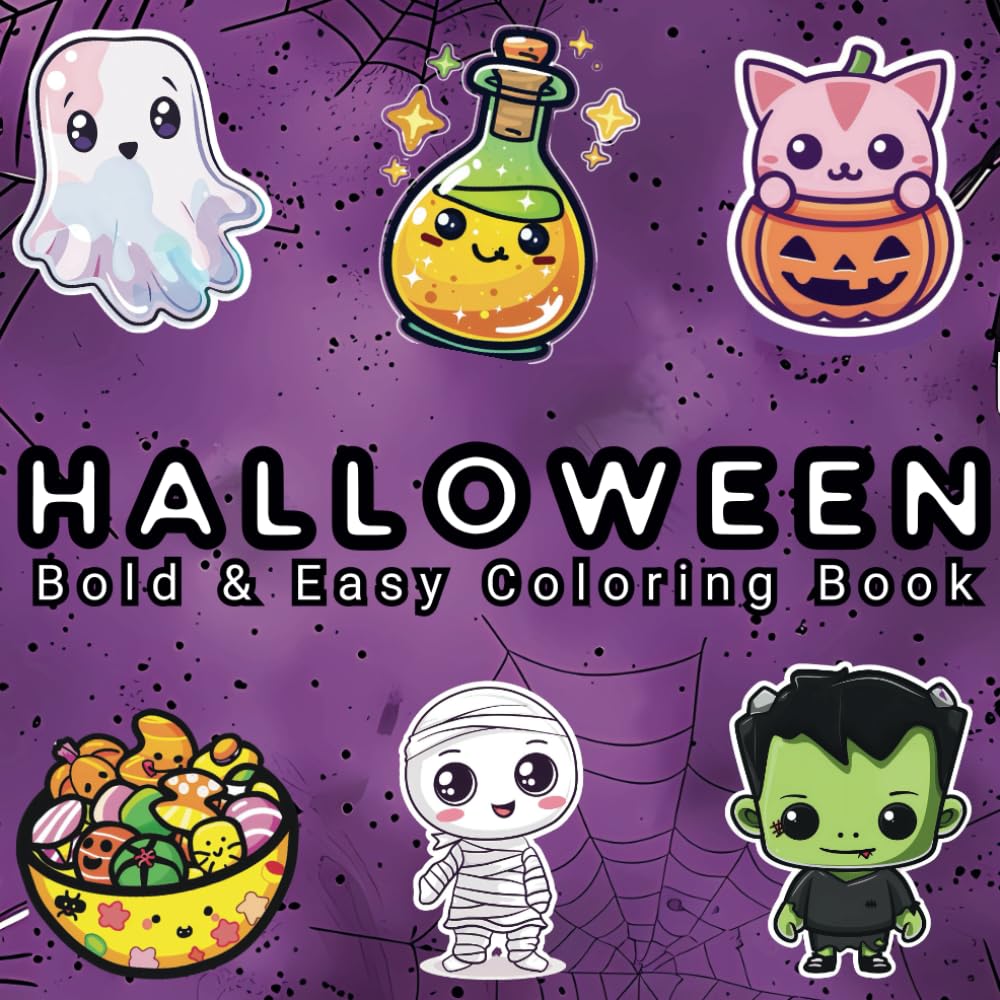 Amazon.com: Bold and Easy Halloween Coloring Book: 50 Cute and Spooky ...