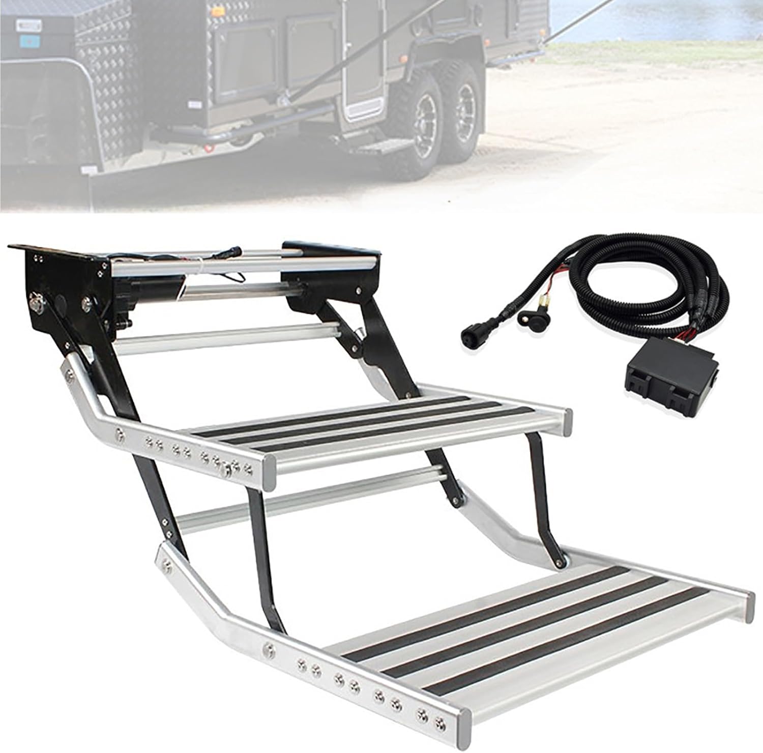 Amazon.com: CHBMZ Rv Entry Steps, Trailer Steps Folding, with Light ...