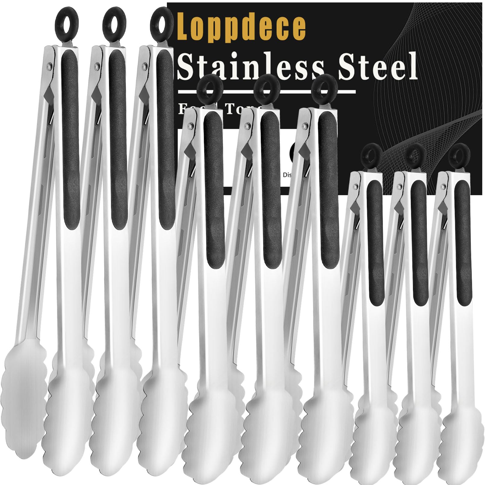 Amazon.com: Loppdece Stainless Steel Kitchen Tongs,9 Pieces Cooking ...