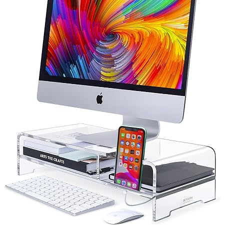Amazon.com: Clear Acrylic Monitor Stand for Computer Monitor and Laptop ...