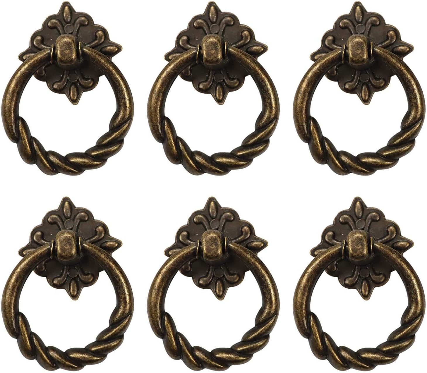 Chris.W 6pcs Vintage Bronze Drop Ring Knobs Pulls Handles for Dresser ...