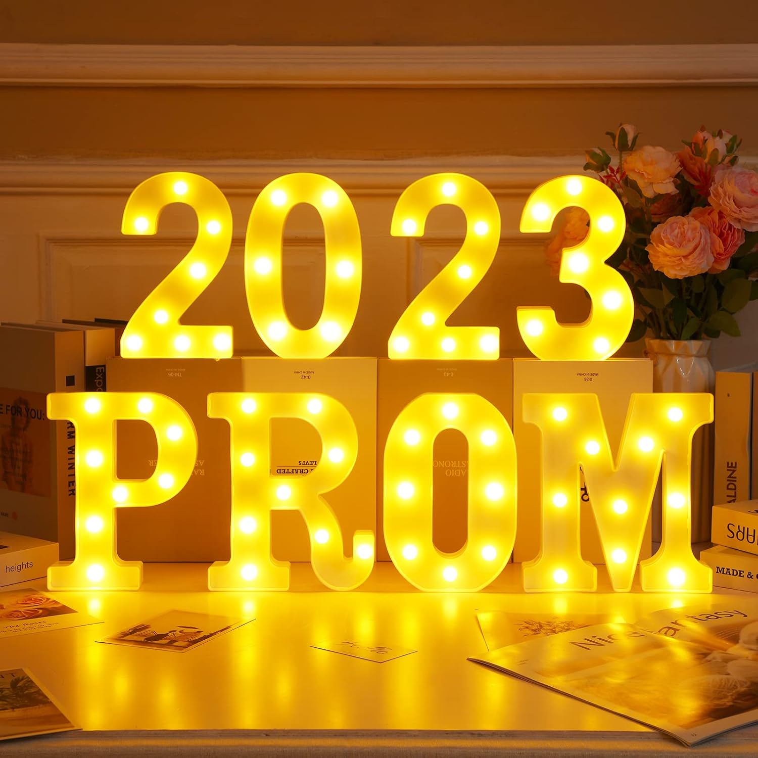 8 Pcs LED Marquee Letter Lights Prom 2023 LED Light up Large Number ...