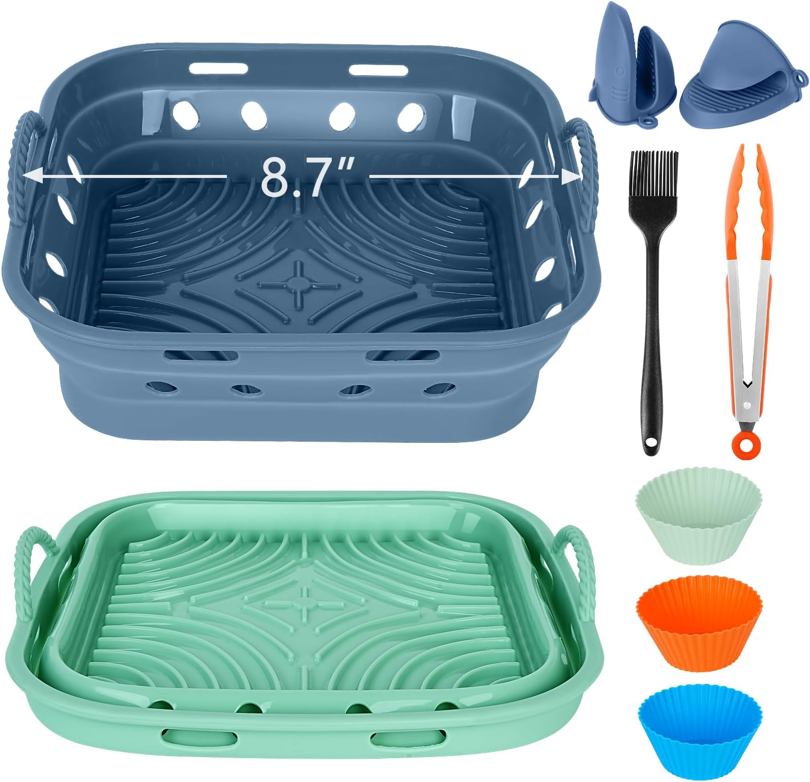 Amazon.com: 2 Pack Square Air Fryer Liners Silicone, 8 IN 4 to 7 QT ...