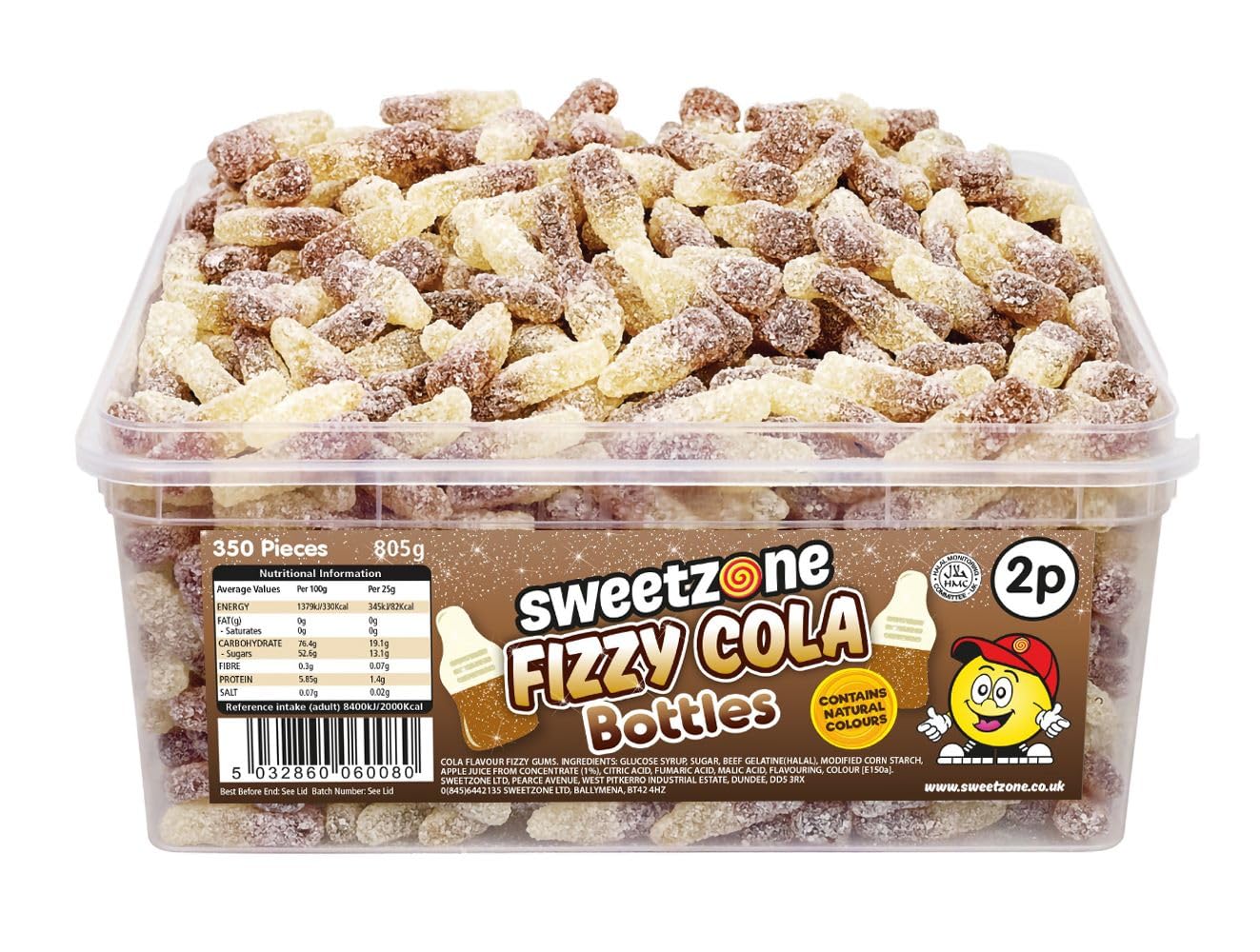 Buy Sweetzone Small Fizzy Cola Bottles, Halal Sweets Tub, 350 pc, 805 g ...