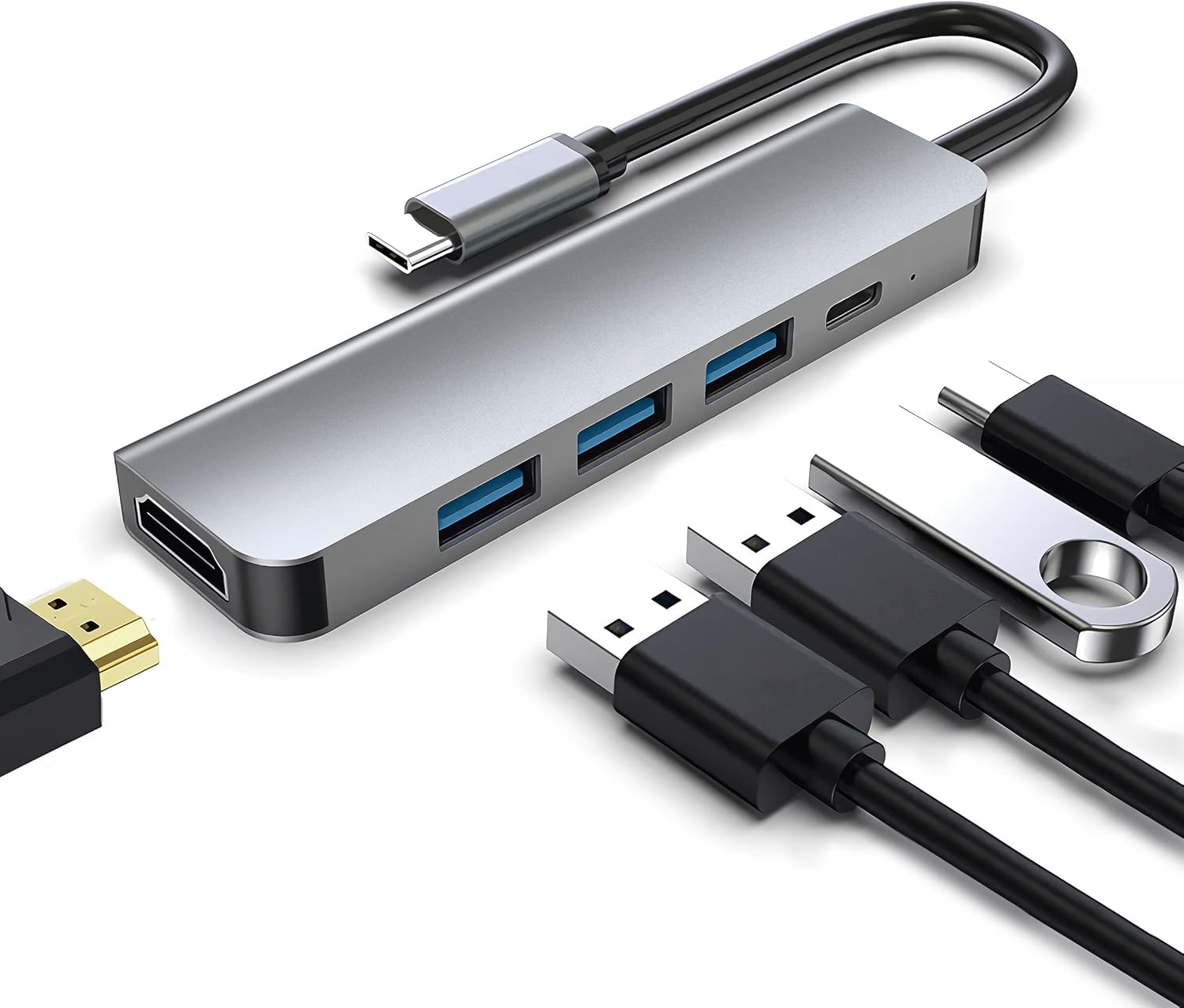 Amazon | Everwin USB Cハブ 5イン1 高精度ポータブルUSB Type Cハブ マルチポートアダプター 4K HDMI ...