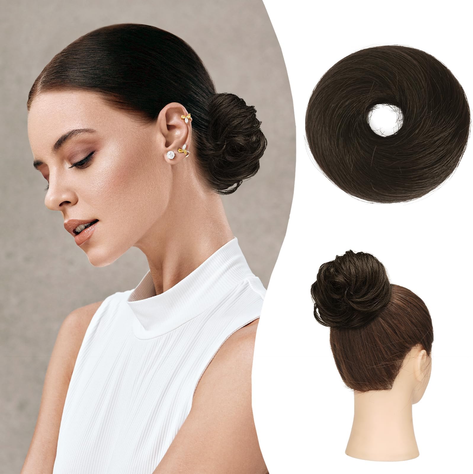 Amazon.com : QIYUDA 2 Pcs Messy Real Hair Bun Piece Scrunchies, Human ...