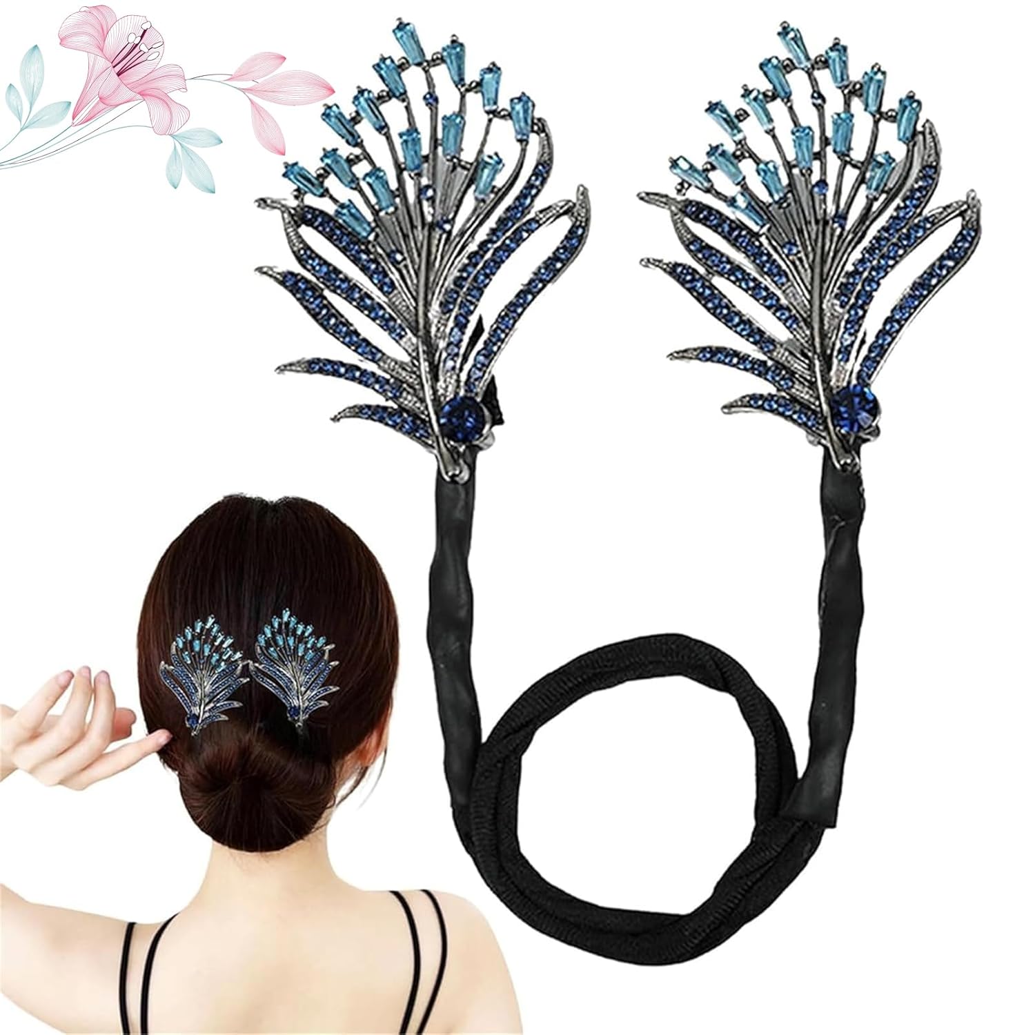 Amazon.com: CHCTD Rhinestone Flower Hair Accessories - Hair Twister ...