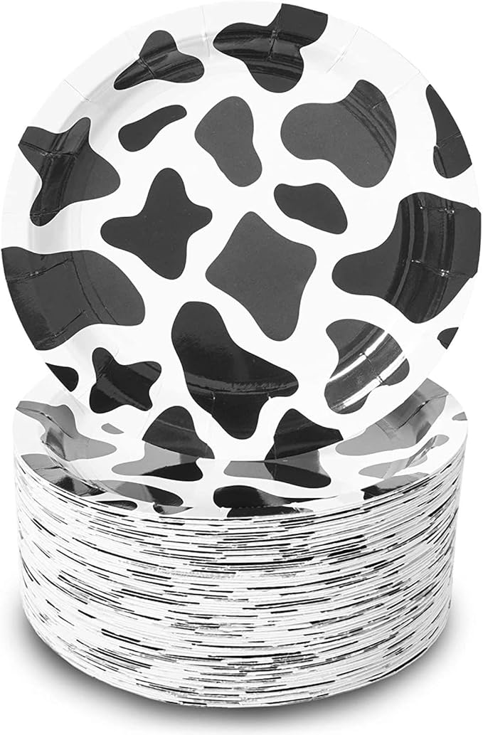 Amazon.com: BLUE PANDA 80-Pack Farm Animal Party Plates, Cow Birthday ...