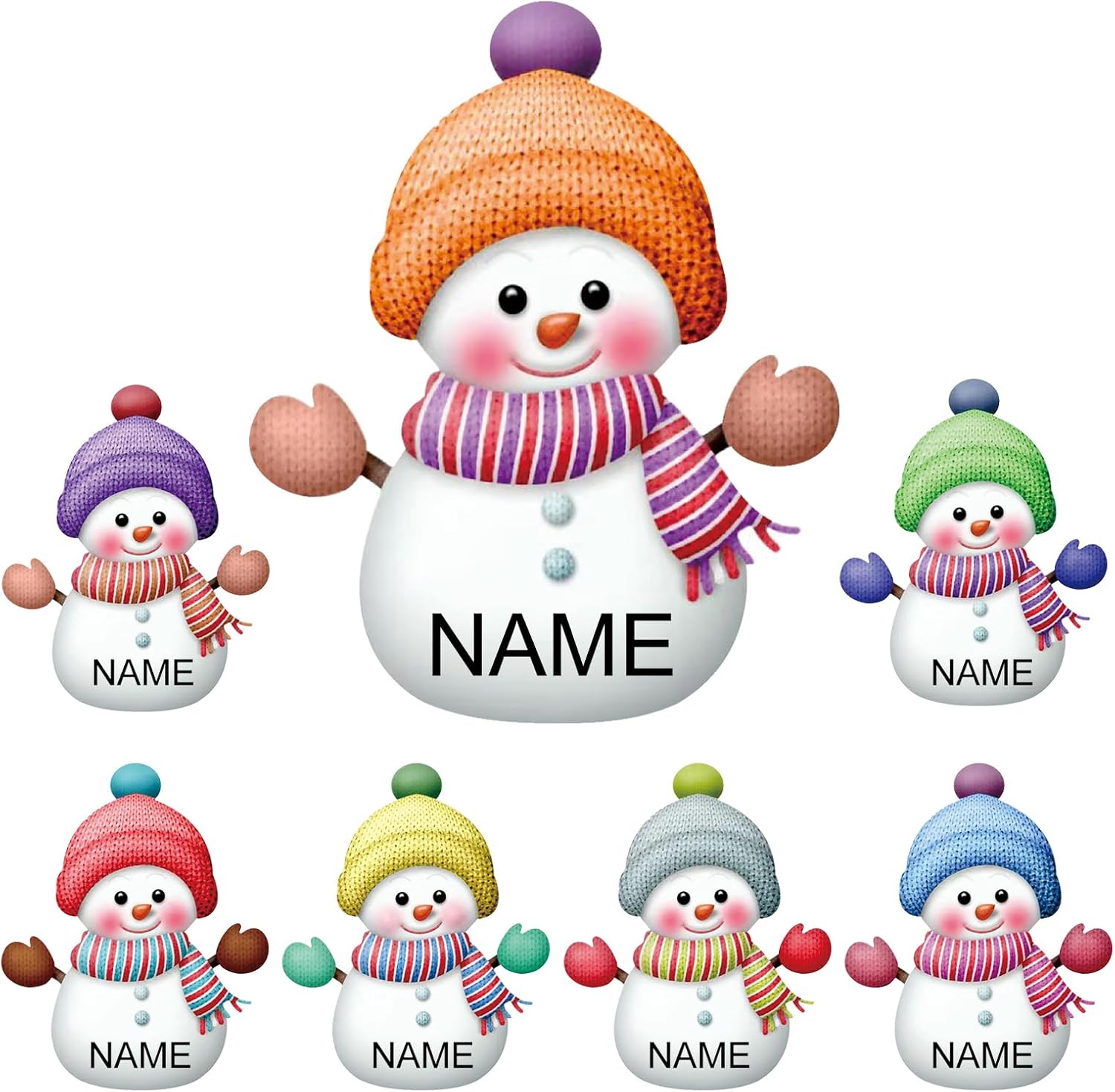 Amazon.com: 7pc Personalized Snowman Christmas Ornaments, Snowman ...