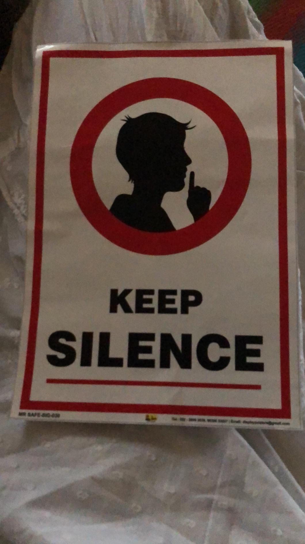 Mr. Safe - Keep Silence Sign PVC Sticker A4 (8.25 inch X 11.7 inch ...