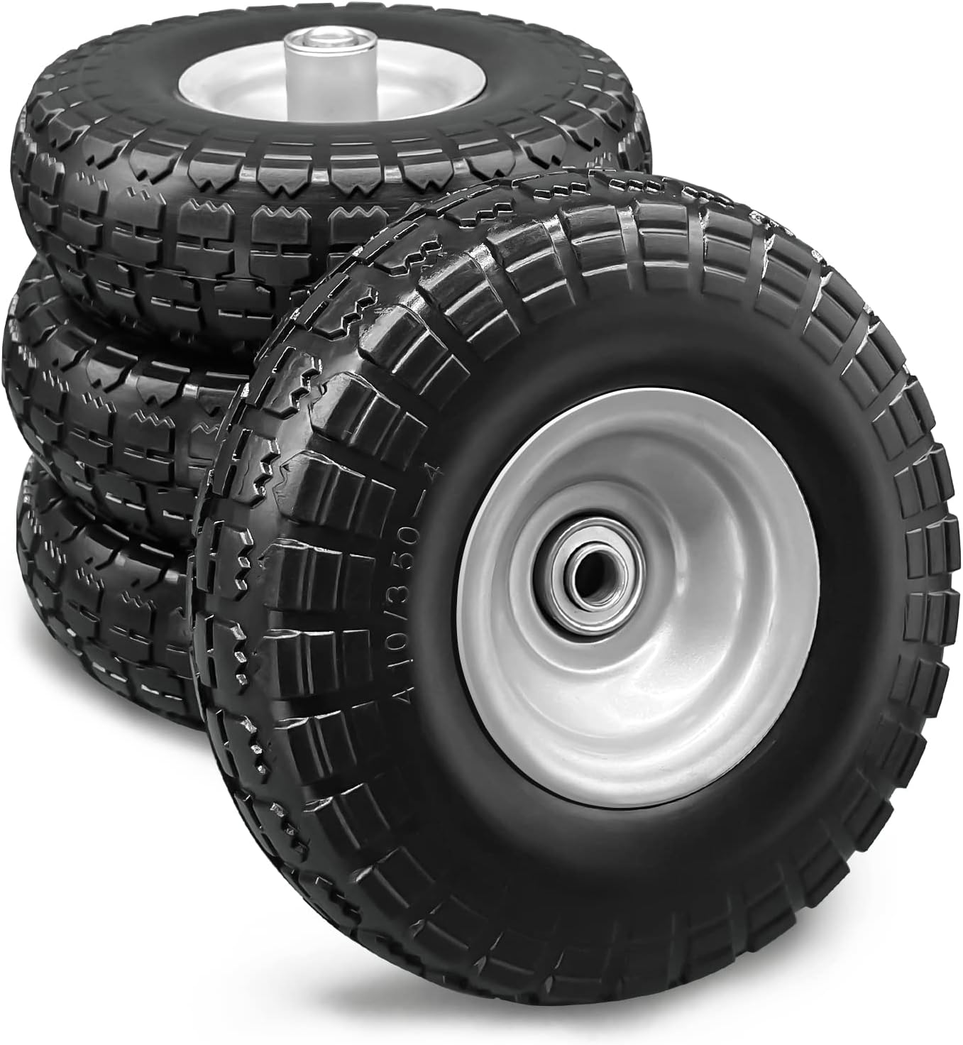 Amazon.com: 4 Pcs 10" Flat Free Tires Solid Non-inflated Tires Wheels ...