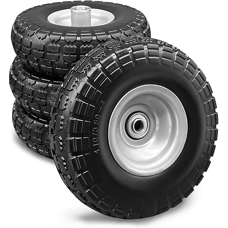 Amazon.com: MaxAuto 10 Inch Solid Rubber Tires 4.10 3.50-4 Flat Free ...