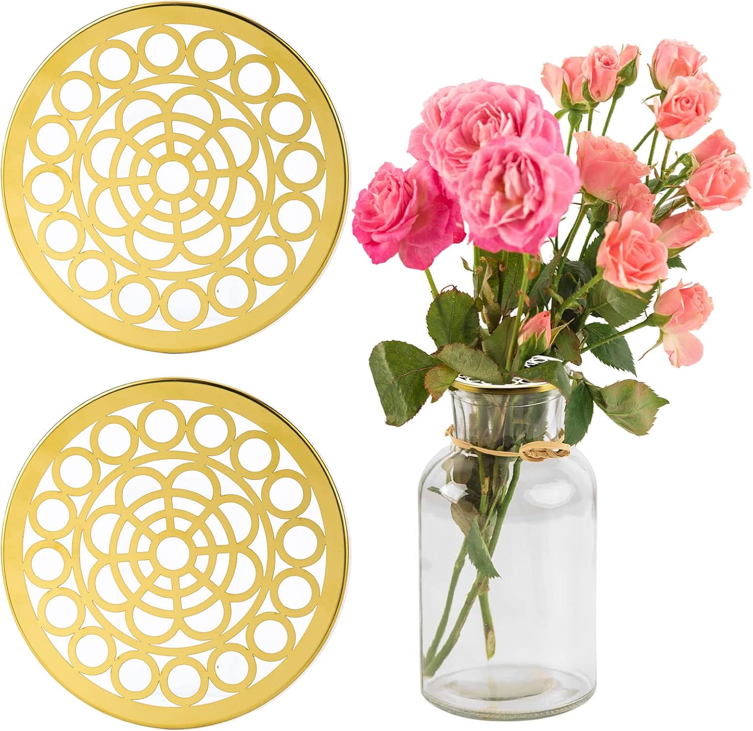 Amazon.com: ISKYBOB 2 Pieces Metal Flower Arranger Lids, Stainless ...
